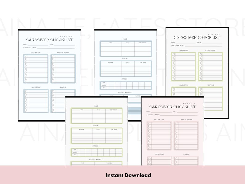 Printable Caregiver Checklist, Daily Caregiver Checklist, Caregiver ...