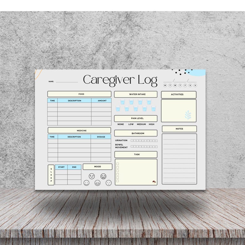Printable Caregiver Log: Daily Tracker, Elder Care (PDF) - Etsy