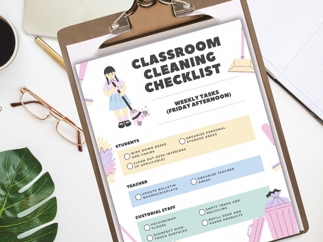 EDITABLE Classroom Cleaning Checklist, Cleaning Schedule, Daily ...