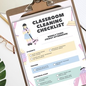 EDITABLE Classroom Cleaning Checklist, Cleaning Schedule, Daily ...