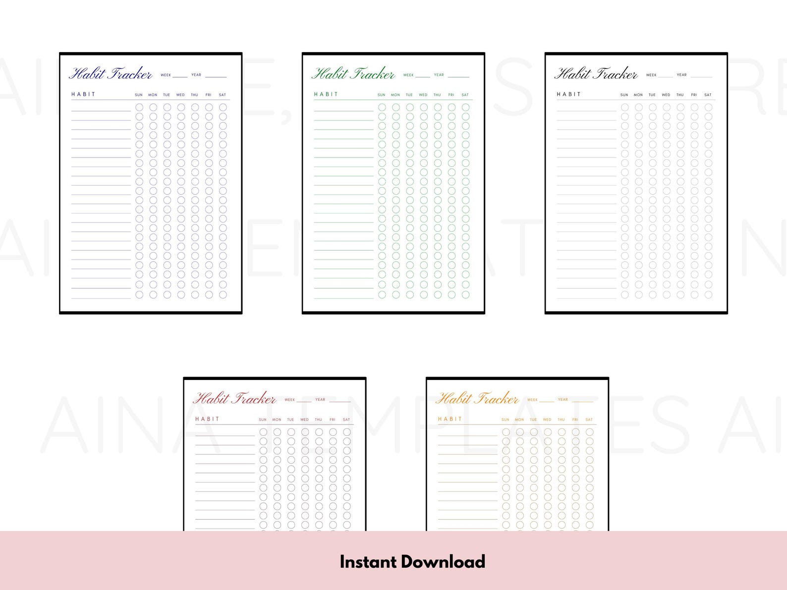 Weekly Habit Tracker, Printable Habit Tracker, Routine Tracker, 7 Day ...