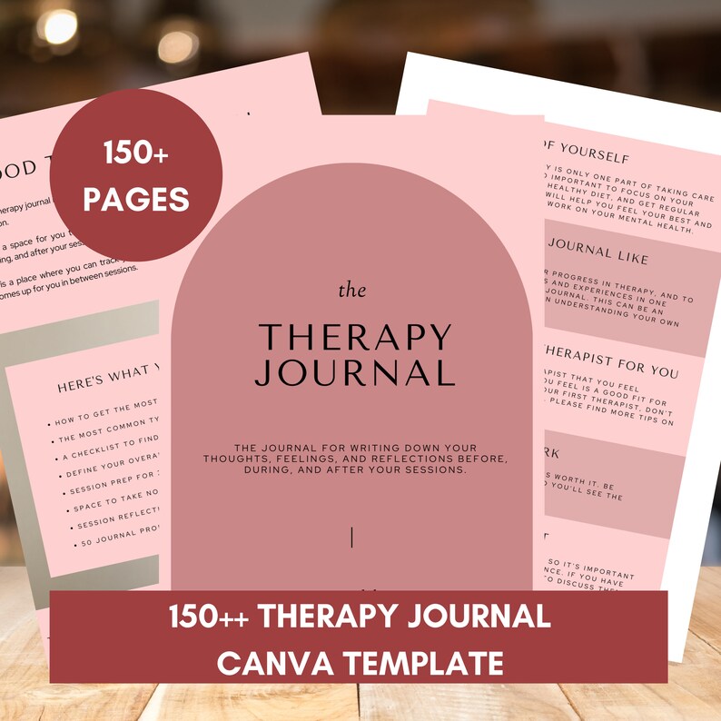 160 Pages Therapy Journal Canva Template, Inner Child Healing, Anxiety ...