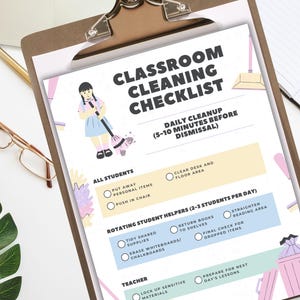 EDITABLE Classroom Cleaning Checklist, Cleaning Schedule, Daily ...