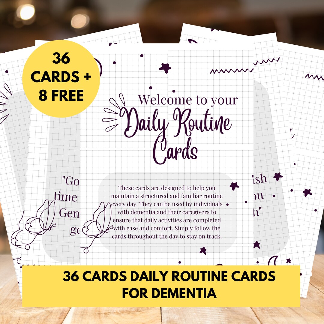 36 Daily Routine Cards for Dementia, Printable Daily Routine Cards, 8 ...