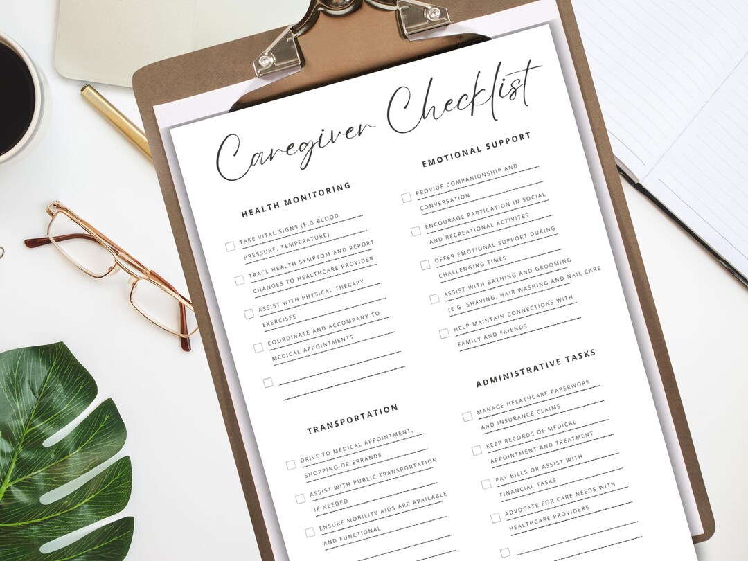 EDITABLE Caregiver Responsibilities Checklist, Caregiver Checklist ...