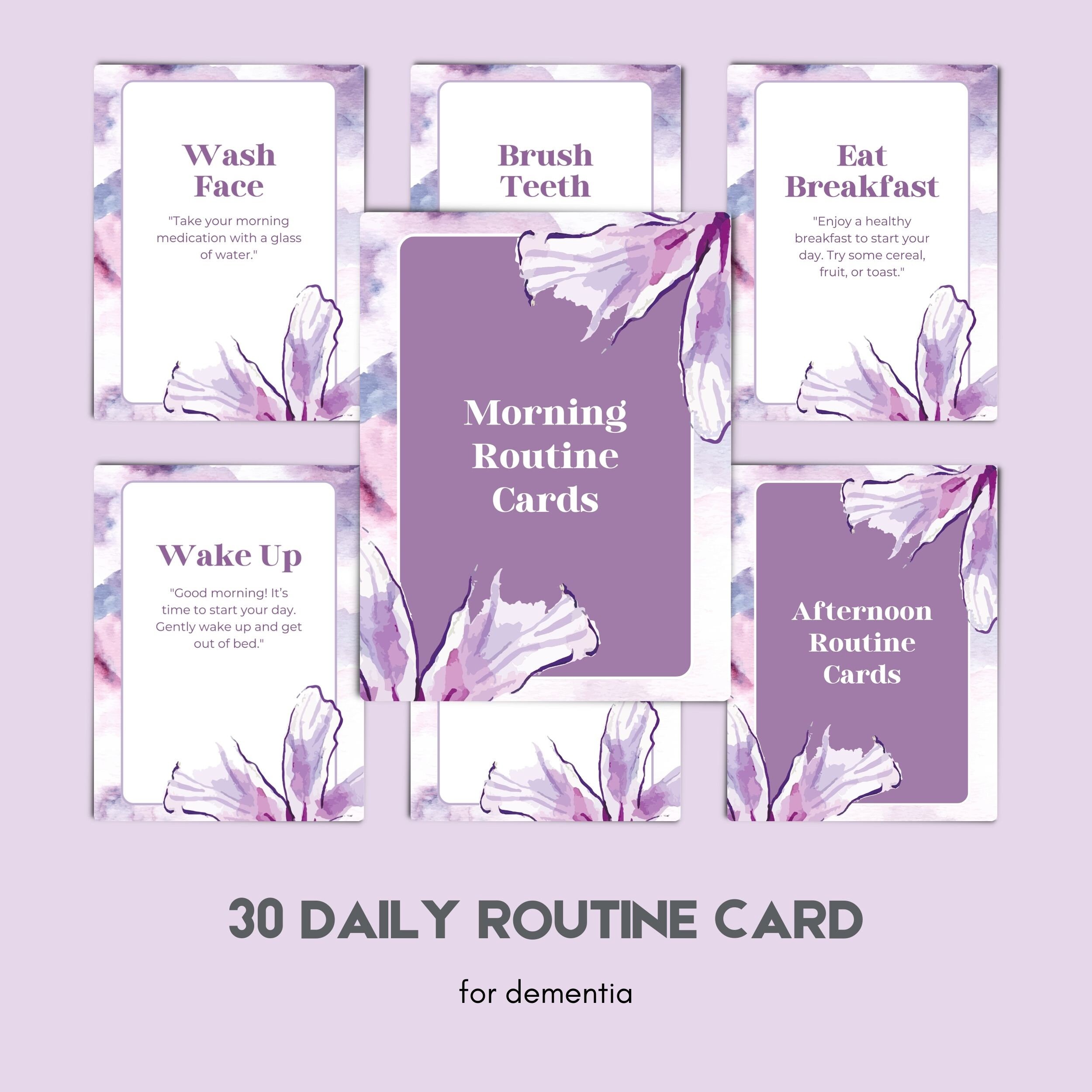 30 Daily Routine Cards for Dementia, Printable Daily Routine Cards, 8 ...