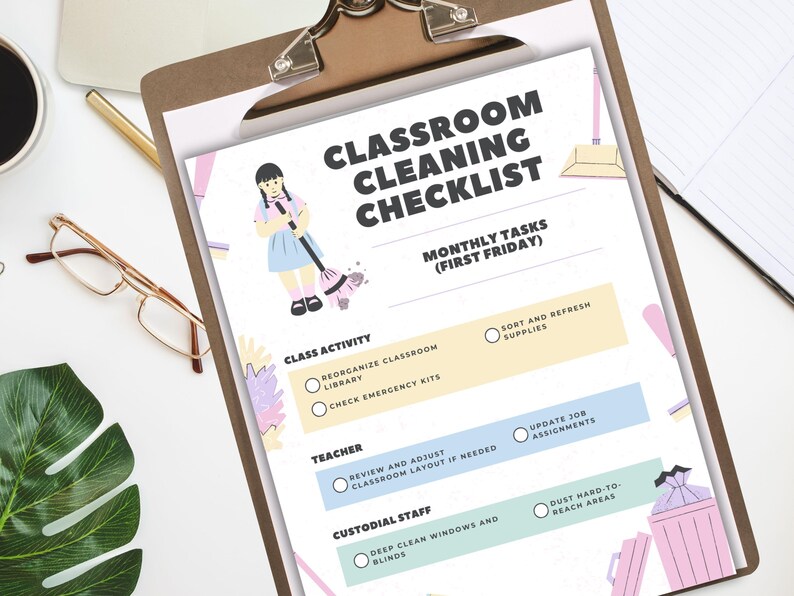 EDITABLE Classroom Cleaning Checklist, Cleaning Schedule, Daily ...
