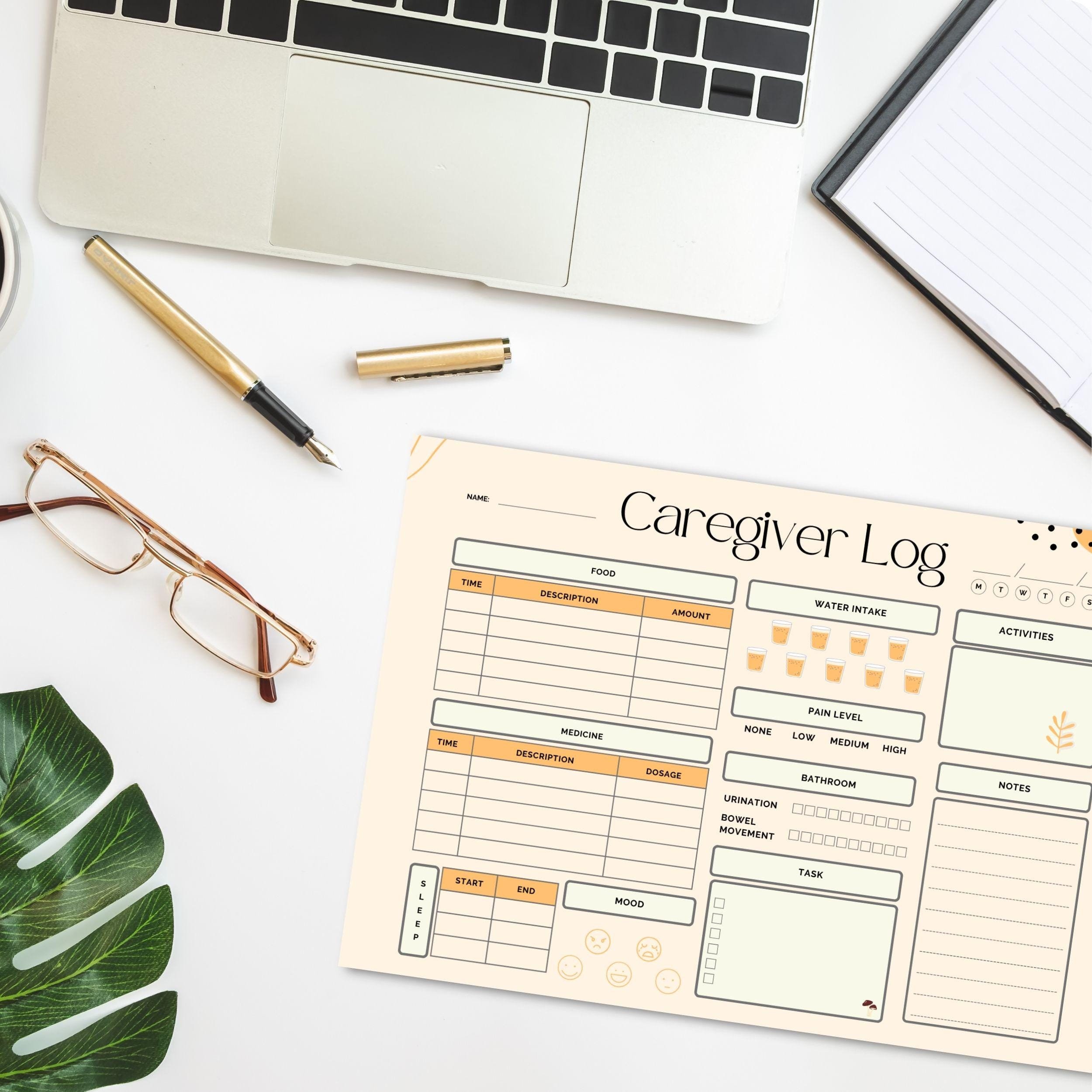 Editable Caregiver Log Template: Daily Tracker (canva, Printable) - Etsy