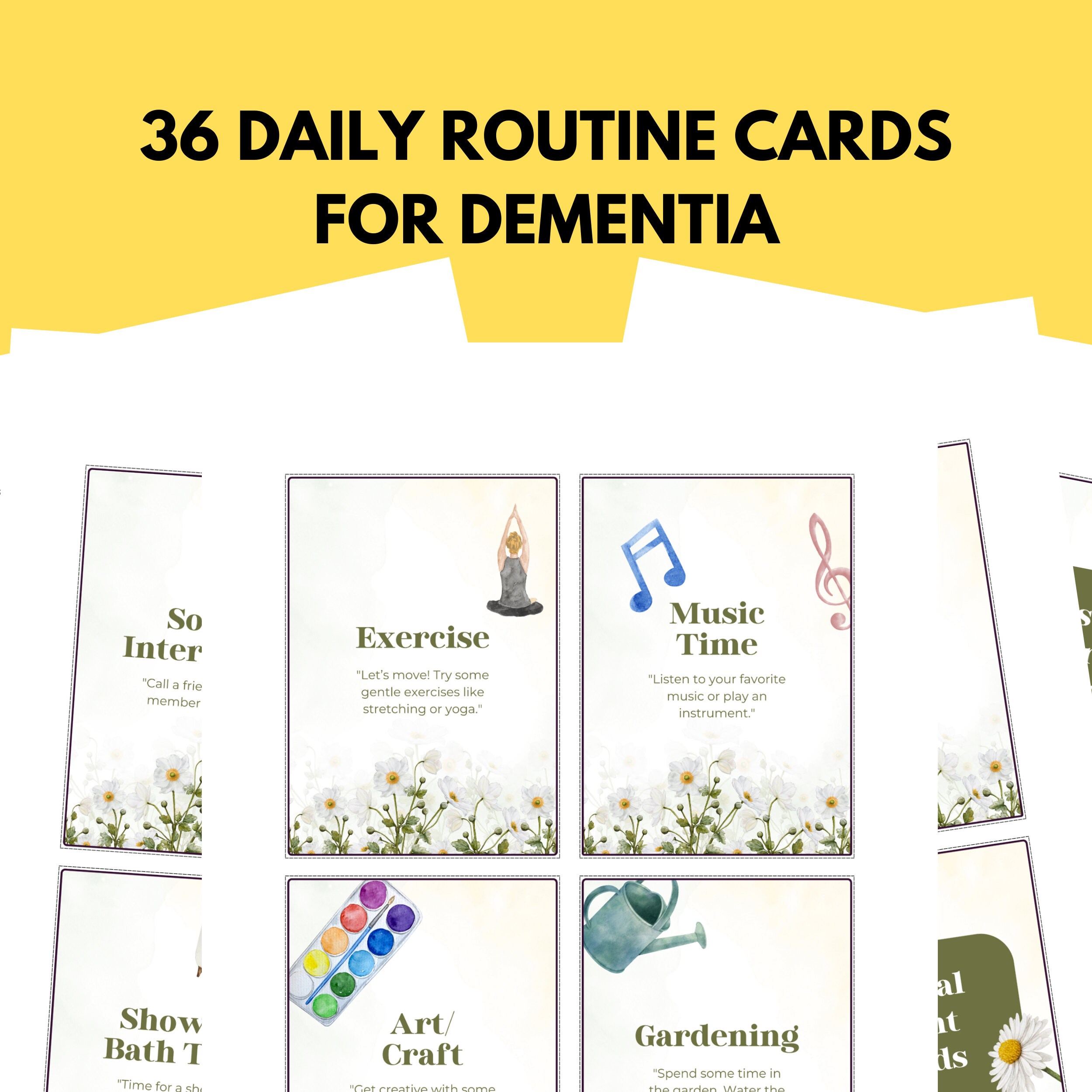 36 Daily Routine Cards for Dementia, Printable Daily Routine Cards, 8 ...