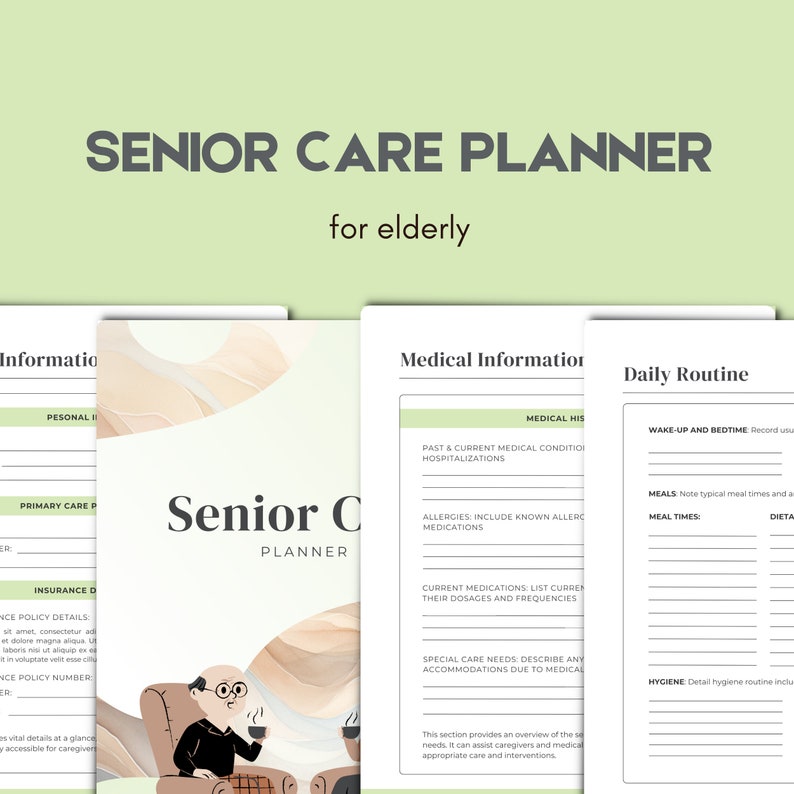 Printable Elder Care Planner, Comprehensive Daily & Weekly Schedule ...