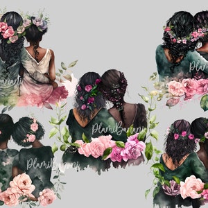 Best Friend Clipart, Best Friends Flowers Illustration, Afro Girl ...