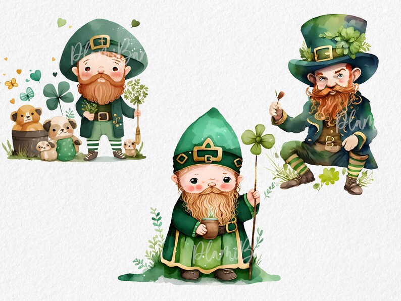 Leprechaun Watercolor Clipart, Cute St Patricks Day Girl Boy Graphics ...