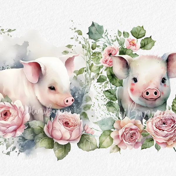 Pig Watercolor - Etsy