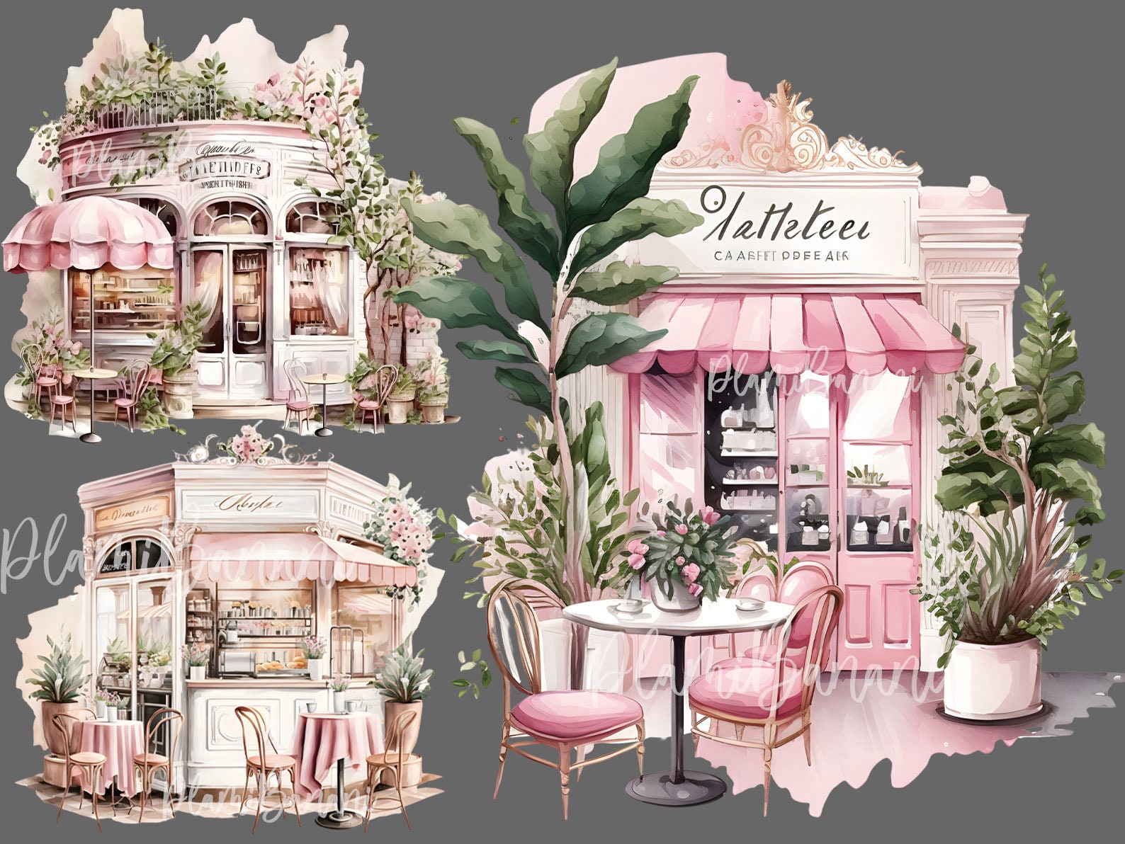 Watercolor Paris Cafe Clipart Digital Watercolor PNG Files - Etsy Australia