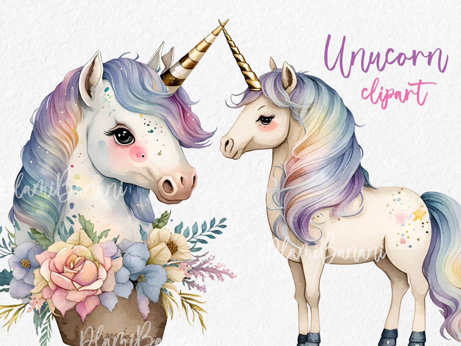 Watercolor Unicorn Clipart, Unicorn Png, Rainbow Unicorn, Unicorn ...
