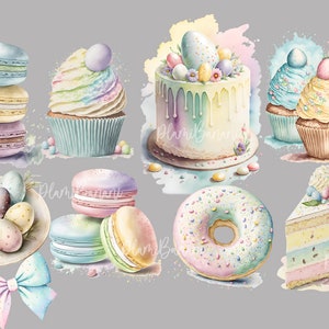 Easter Eggs Clipart, Watercolor Pastel Easter Treats Clipart, Digital ...