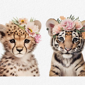Cute Watercolour Tigers Clipart Bundle, Cute Woodland Animals, Clipart ...