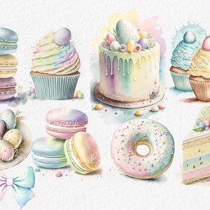 Easter Eggs Clipart, Watercolor Pastel Easter Treats Clipart, Digital ...