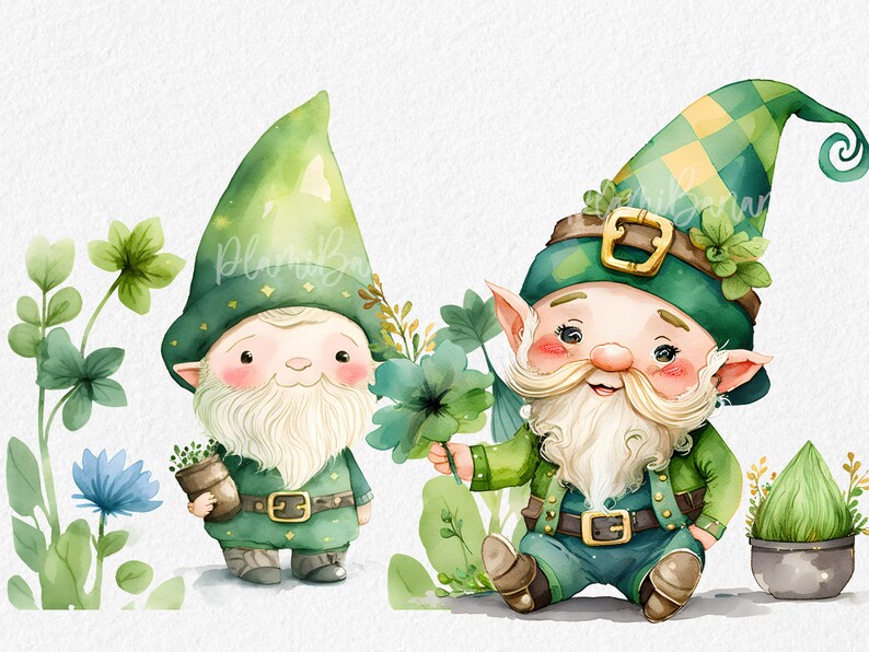 Leprechaun Watercolor Clipart Cute St Patricks Day Girl Boy - Etsy