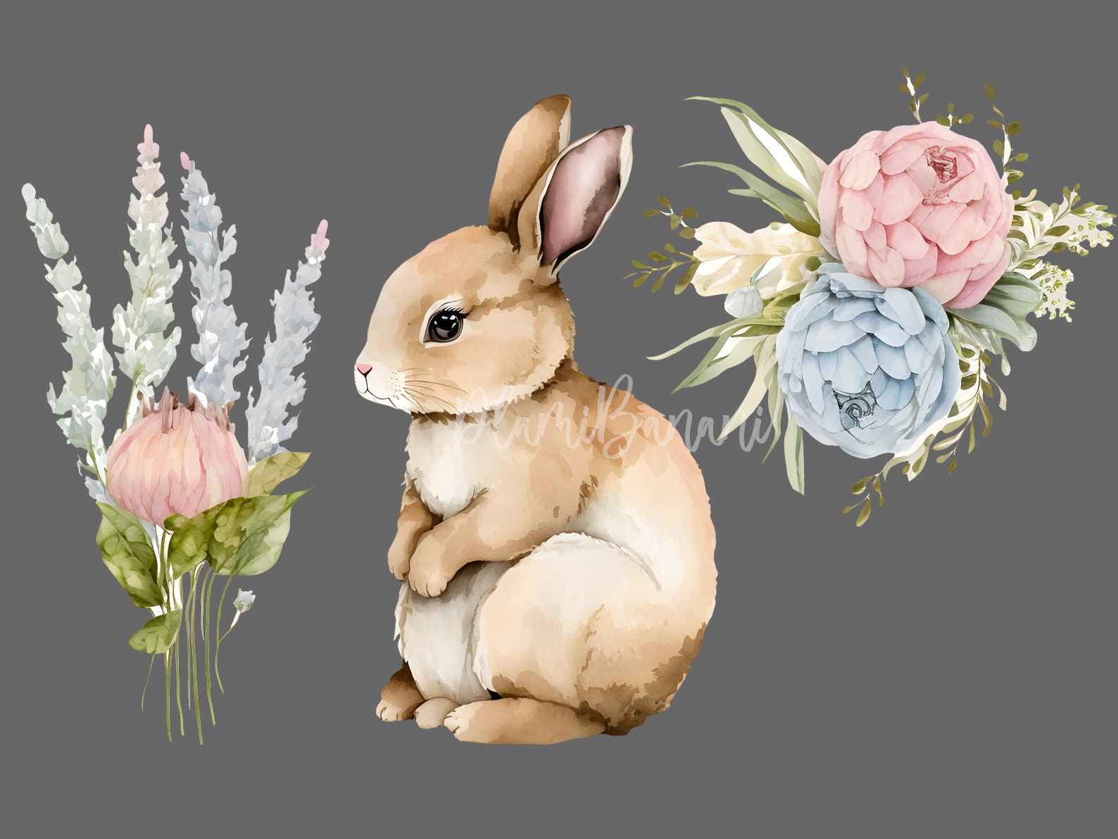 Watercolor Spring Clipart Bunny Rabbit Planner Stickers Cute - Etsy
