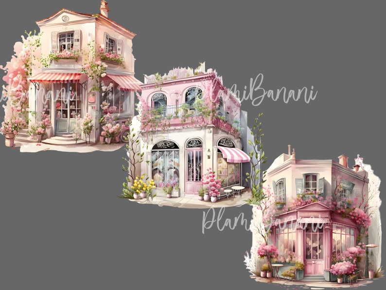 Pink Shop Clipart Paris Cafe Clip Art Png. Digital - Etsy