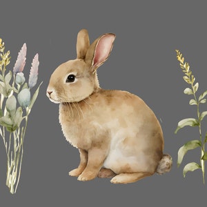 Watercolor Spring Clipart, Bunny Rabbit Planner Stickers, Cute Baby ...
