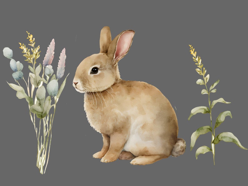 Watercolor Spring Clipart Bunny Rabbit Planner Stickers Cute - Etsy