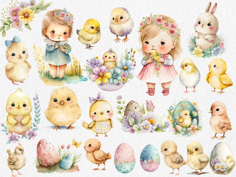 Easter Chicks Clipart Watercolor Chicks Chicks Clipart - Etsy
