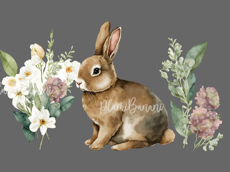 Bunny Rabbit Watercolor Clipart, Planner Stickers, Cute Baby Shower ...