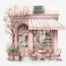 Pink Coffee Shop Clipart, Paris Cafe Clip Art, Png. Digital Watercolor ...