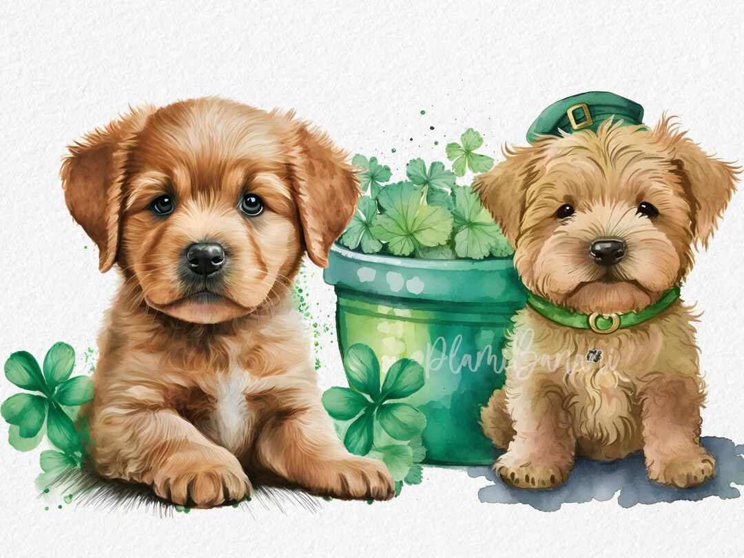 St. Patrick's Day Dogs Clipart, Puppy Clipart, Doxies, St. Paddy's Day ...