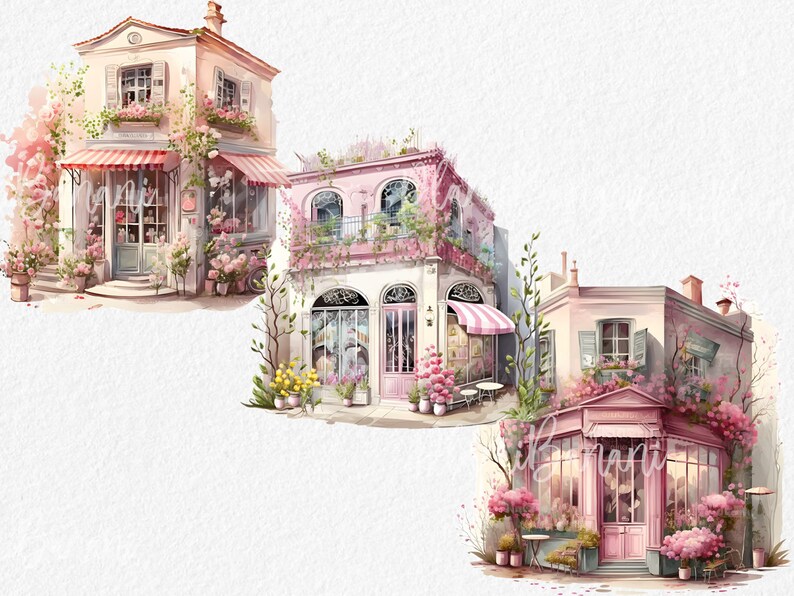 Pink Shop Clipart Paris Cafe Clip Art Png. Digital - Etsy