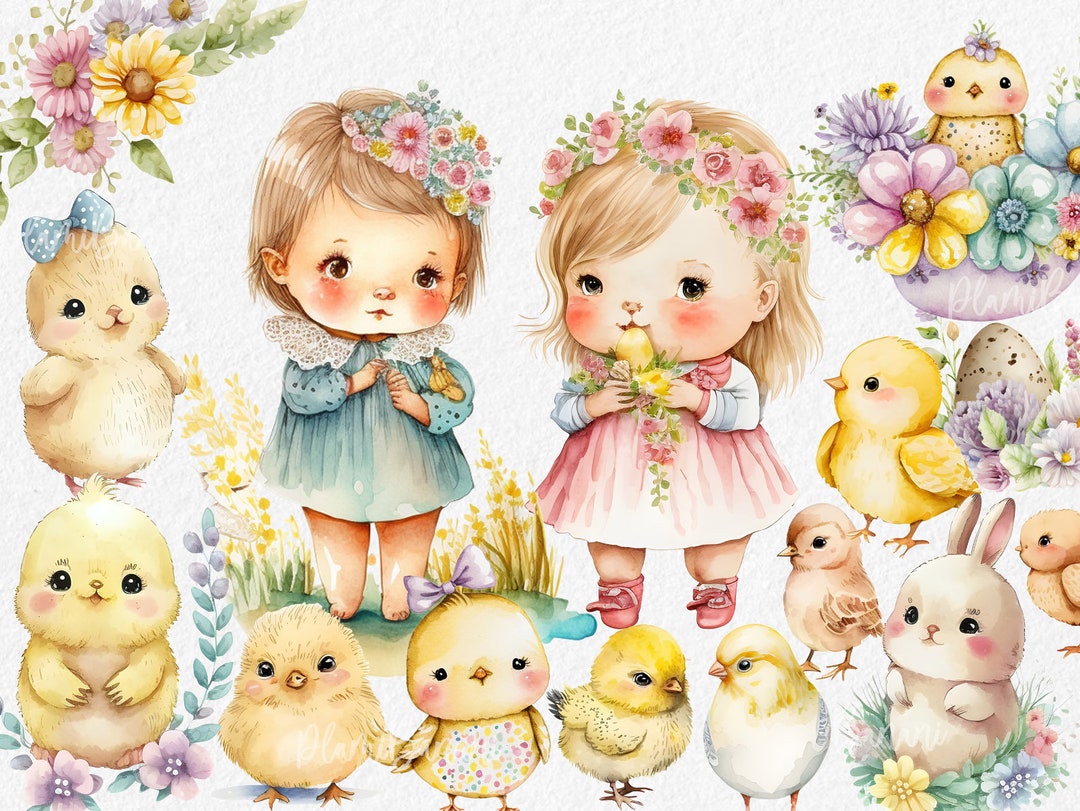 Easter Chicks Clipart, Watercolor Chicks, Chicks Clipart, Chicks PNG ...