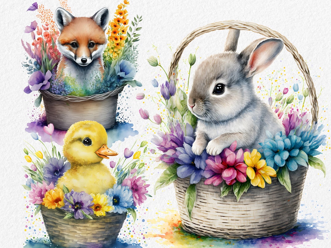 Spring Clipart, Colourful Easter Bunny Clipart, Rainbow Easter Clipart ...