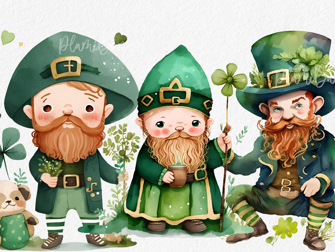 Leprechaun Watercolor Clipart, Cute St Patricks Day Girl Boy Graphics ...