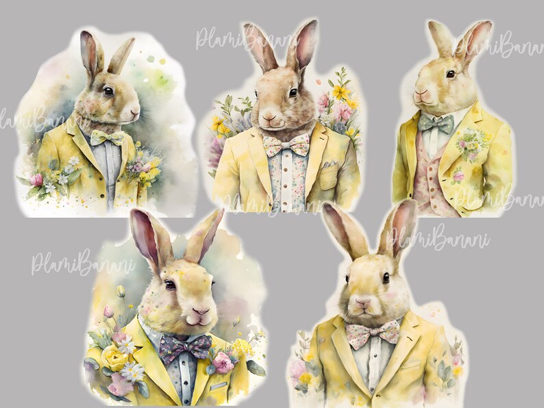 Business Bunny Watercolor Spring Clipart Digital Download - Etsy