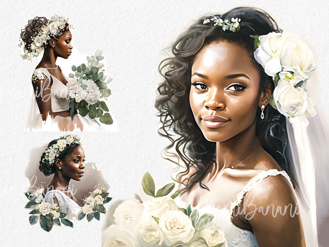 African American Bride Clipart, Bridal Gowns Clipart, Wedding Clip Art ...