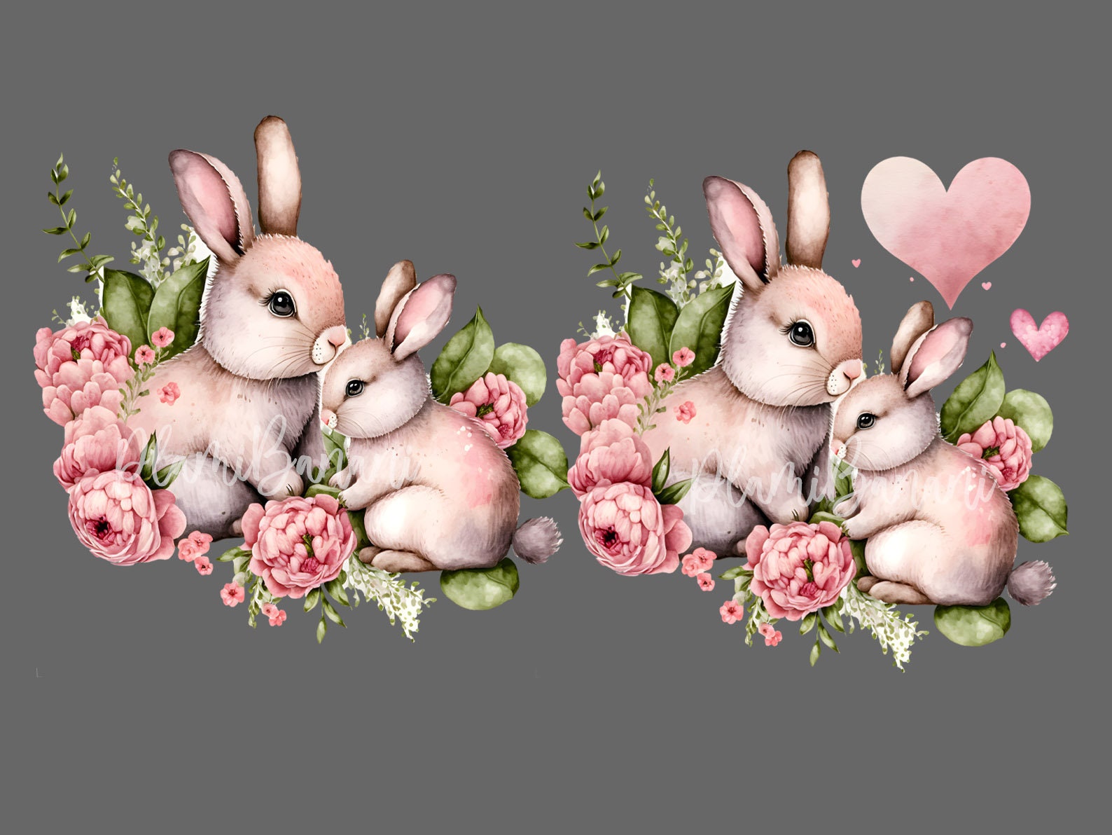 Watercolor Spring Clipart, Bunny Rabbit Planner Stickers, Cute Baby ...