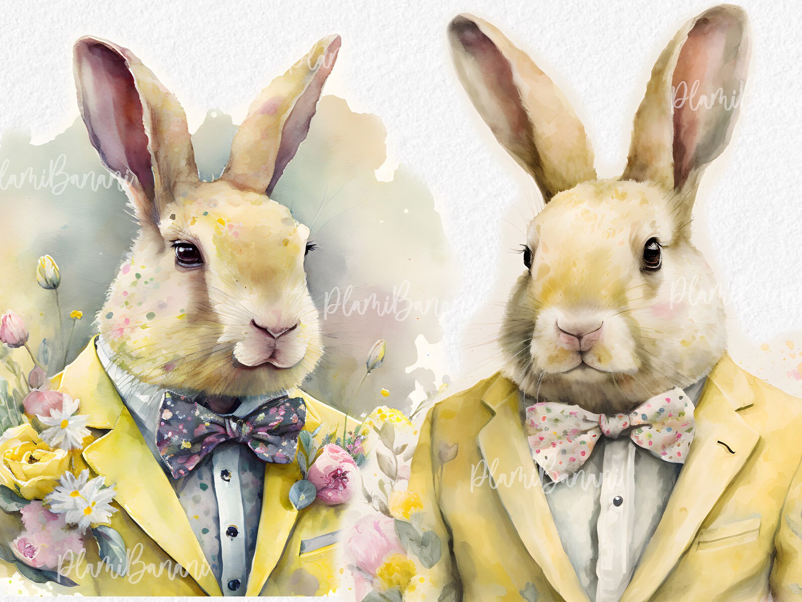 Business Bunny Watercolor Spring Clipart Digital Download - Etsy