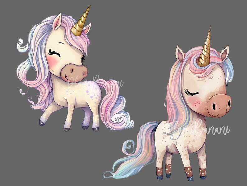 Unicorn Watercolor Clipart, Rainbow Clip Art, Woodland Animals ...