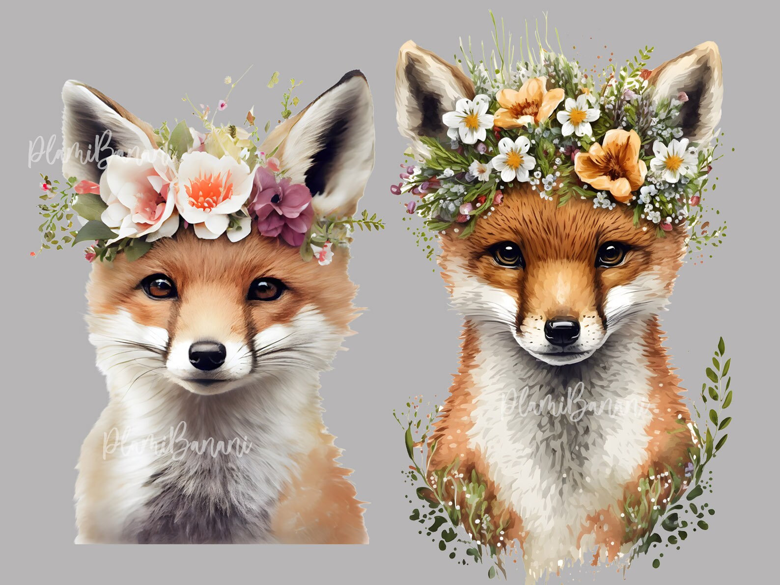 Cute Watercolour Foxes Clipart Bundle Cute Woodland Animals - Etsy