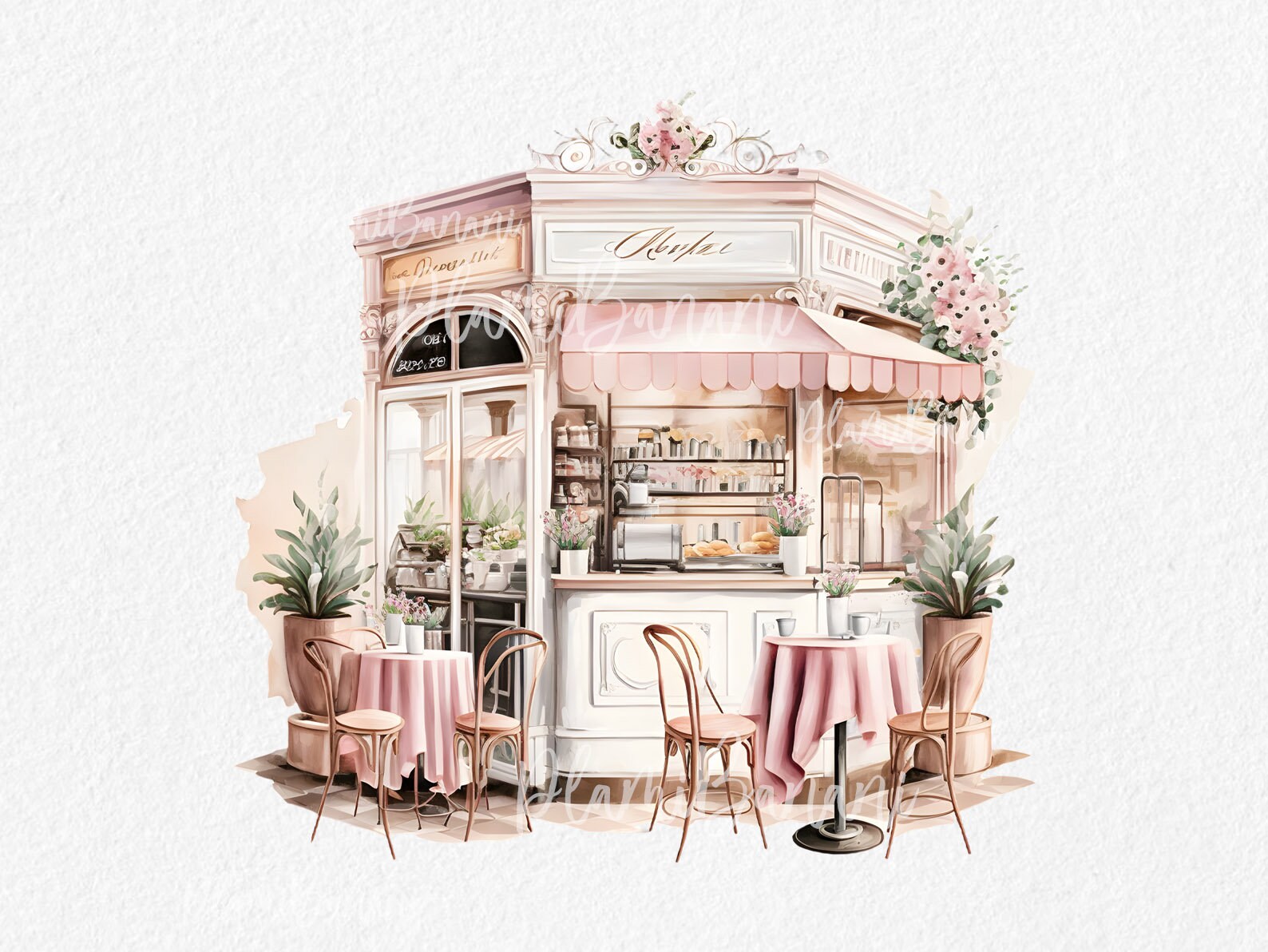 Watercolor Paris Cafe Clipart Digital Watercolor PNG Files - Etsy Australia