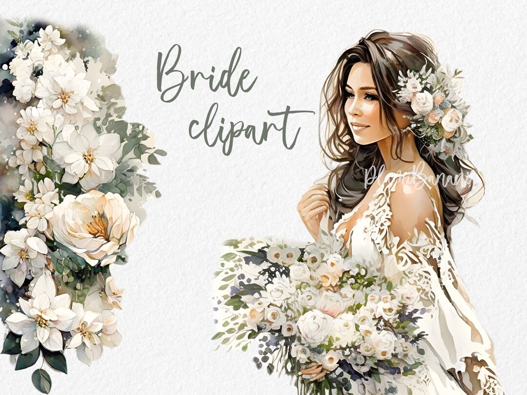 Wedding Clipart Bride, Bride to Be, Wedding Fashion Illustration ...