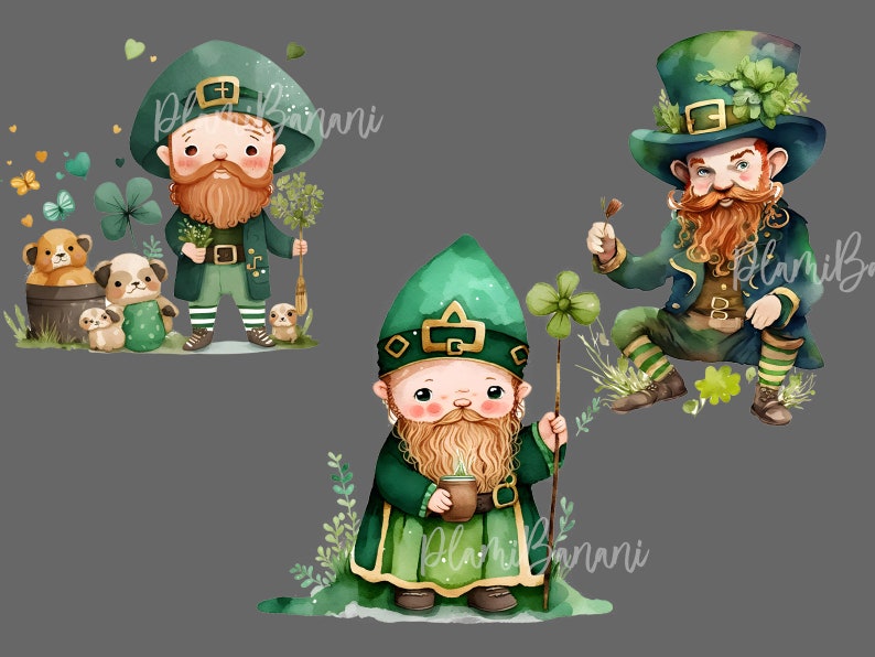 Leprechaun Watercolor Clipart, Cute St Patricks Day Girl Boy Graphics ...