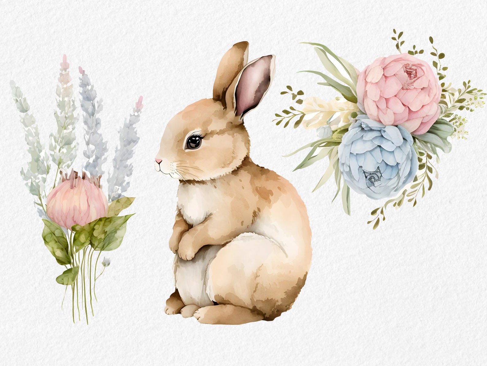 Watercolor Spring Clipart Bunny Rabbit Planner Stickers Cute - Etsy