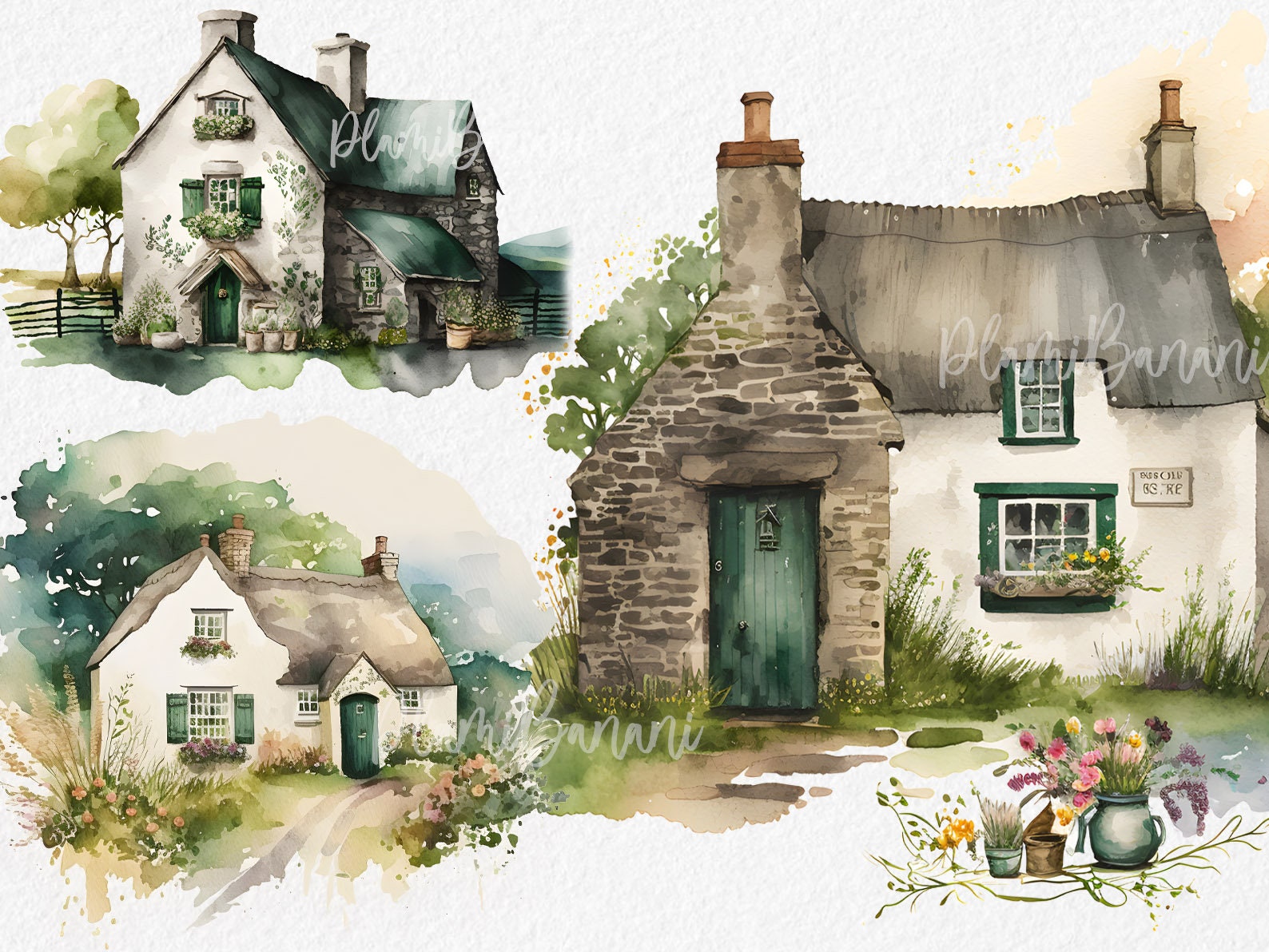Irish Farmhouse St. Patrick's Day Clipart Cottage - Etsy