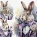 Modern Rabbit Clipart, Rabbit in a Suit, Digital Wall Art Purple Living ...