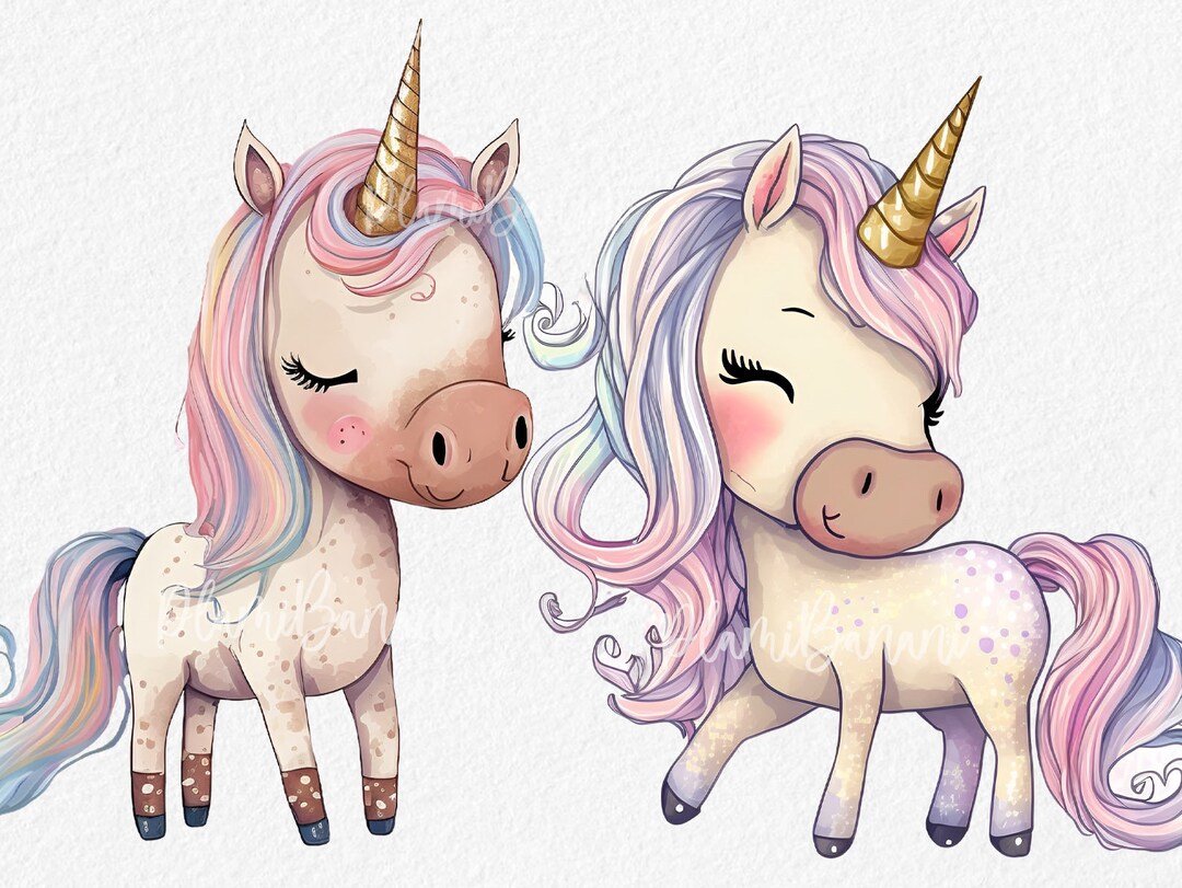 Unicorn Watercolor Clipart, Rainbow Clip Art, Woodland Animals ...