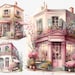 Pink Shop Clipart, Paris Cafe Clip Art, Png. Digital Watercolor. Free ...