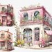 Pink Shop Clipart, Paris Cafe Clip Art, Png. Digital Watercolor. Free ...